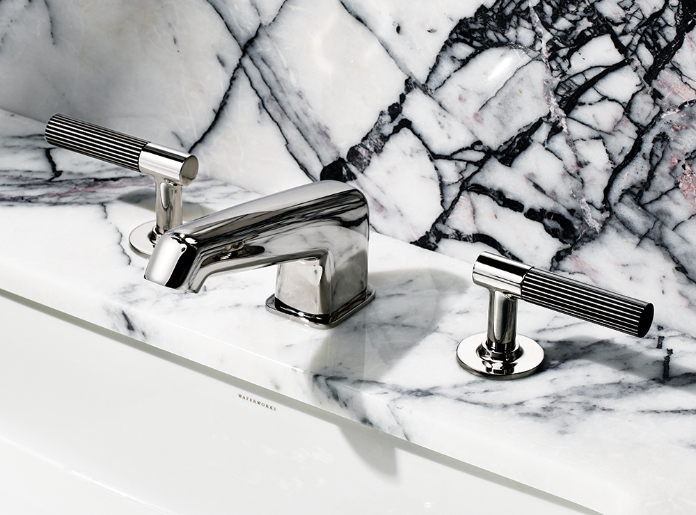 Bond Union Series Wall Mounted Lavatory Faucet with Guilloche Link Knob ...
